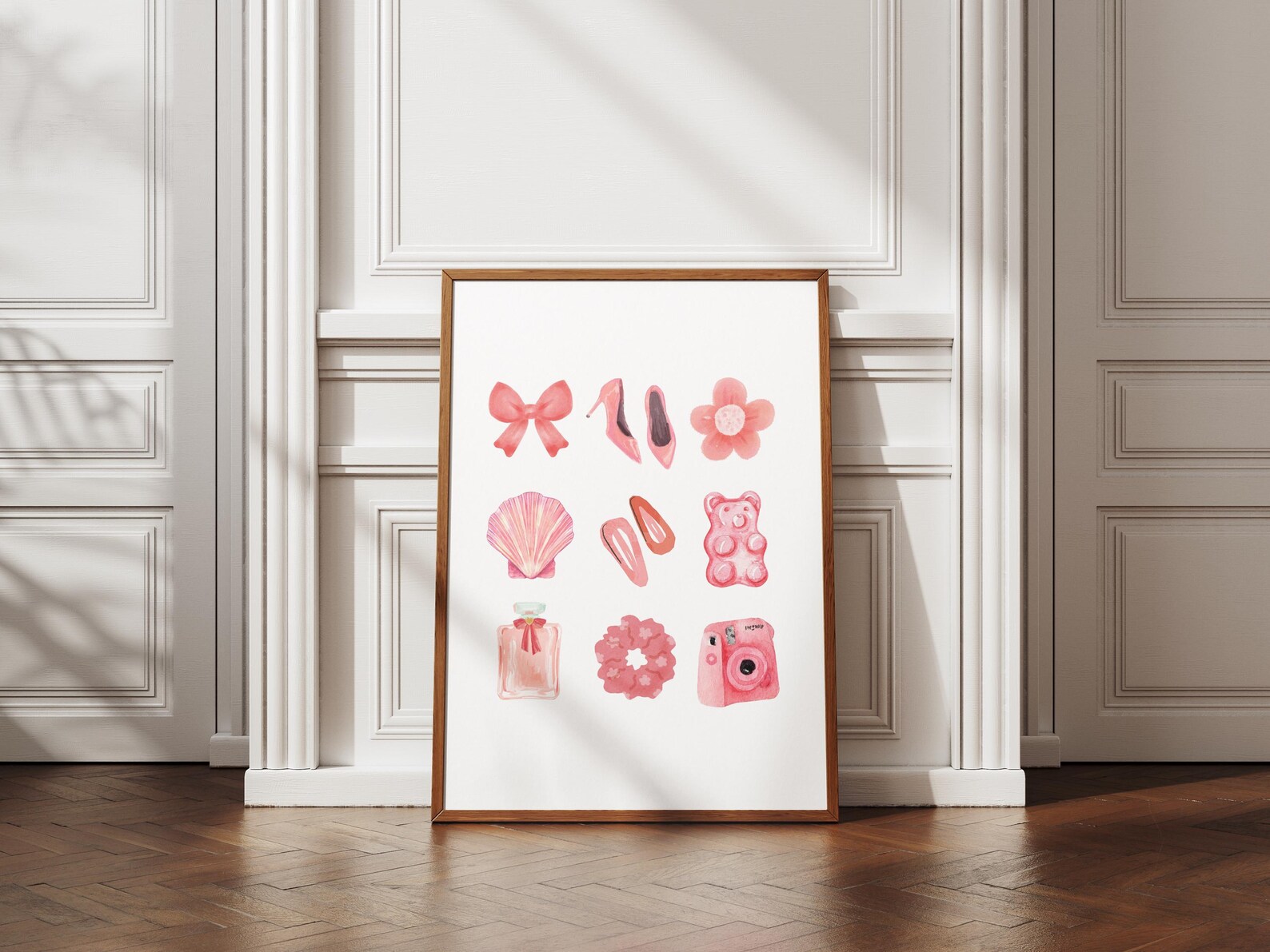 Trendy Pastel Pink Bow Coquette Collage Digital Print, Feminine Wall ...