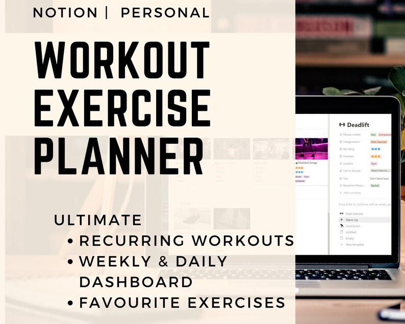 Workout Planner, Notion Template - Etsy