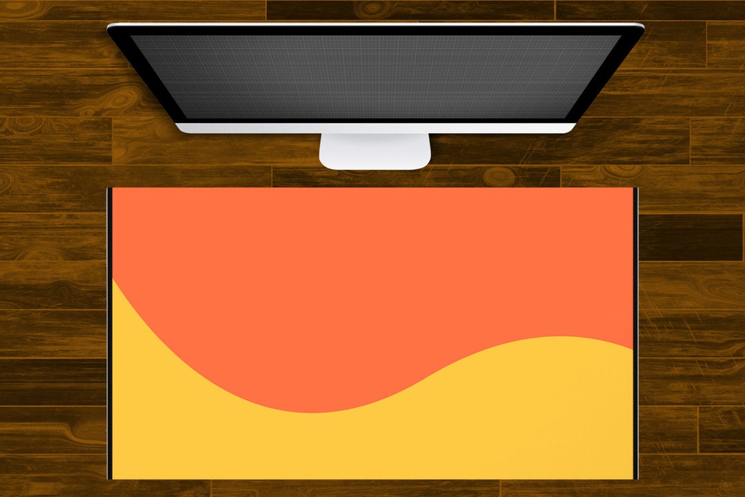 Orange and Gold Office Mat Desk Mat Modern Desk Mat Work Decor Deskmat ...