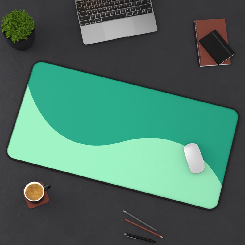 Green and Seafoam Office Mat Desk Mat Modern Desk Mat Work Decor ...