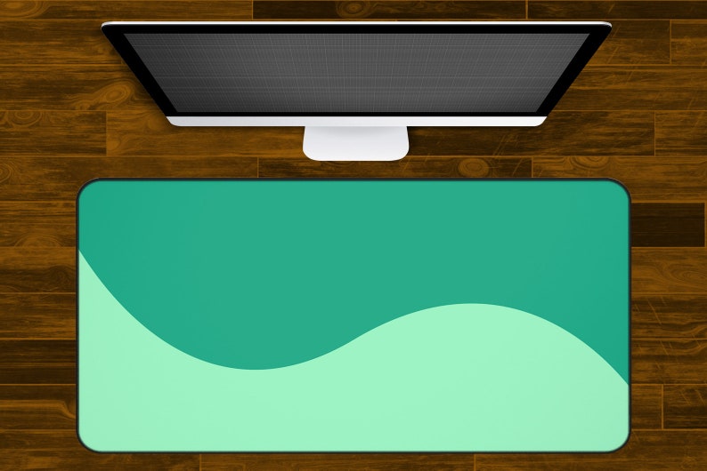 Green and Seafoam Office Mat Desk Mat Modern Desk Mat Work Decor ...
