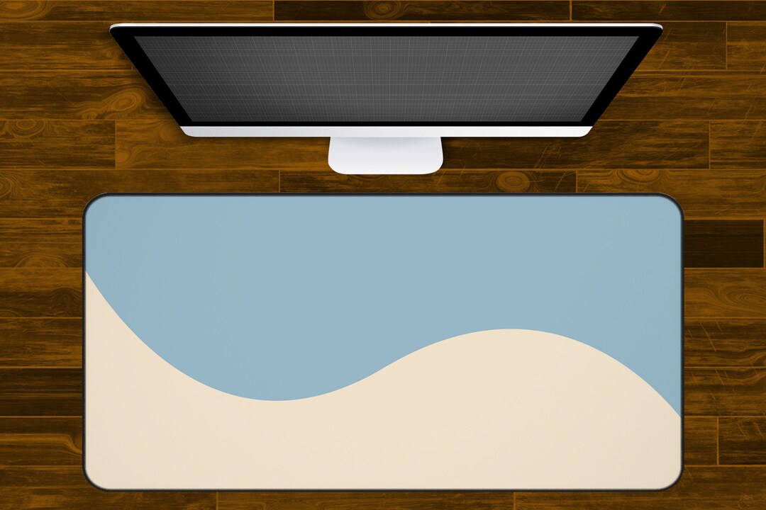 Blue and Taupe Office Mat Desk Mat Modern Desk Mat Work Decor Deskmat ...