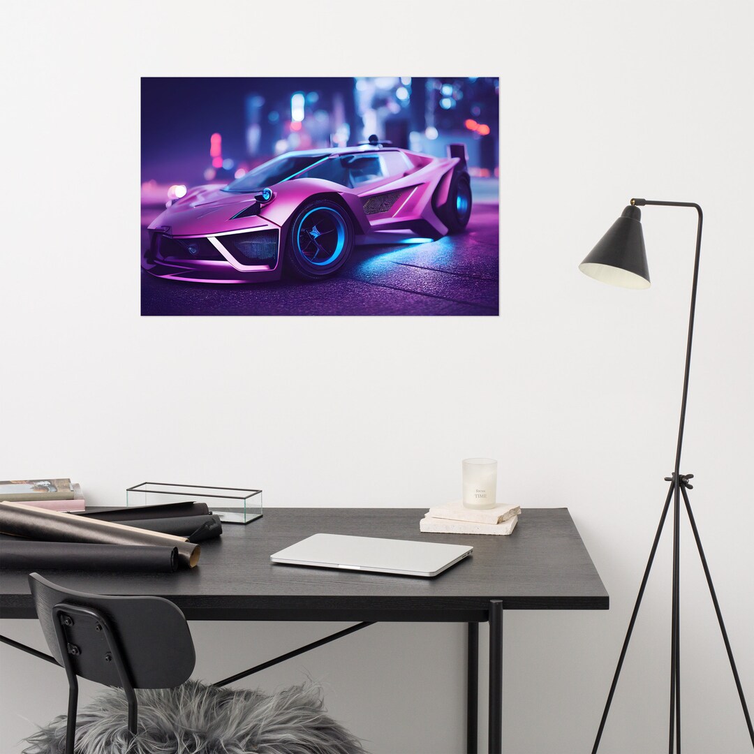 Futuristic Super Car, Sci-fi Sports Car, Var. 2, AI Art, Wall Art (wide ...
