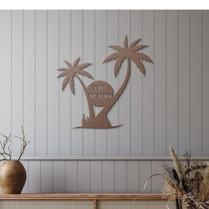 Custom Palm Tree Metal Sign, Beach Custom Name Steel Sign, Custom Metal ...