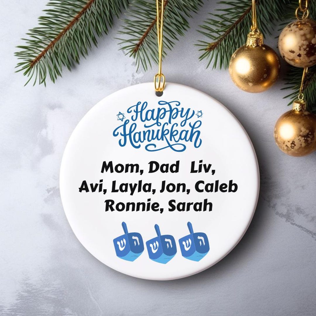 Personalized Family Hanukkah Ornament, Dreidel Ornament, Custom Family ...