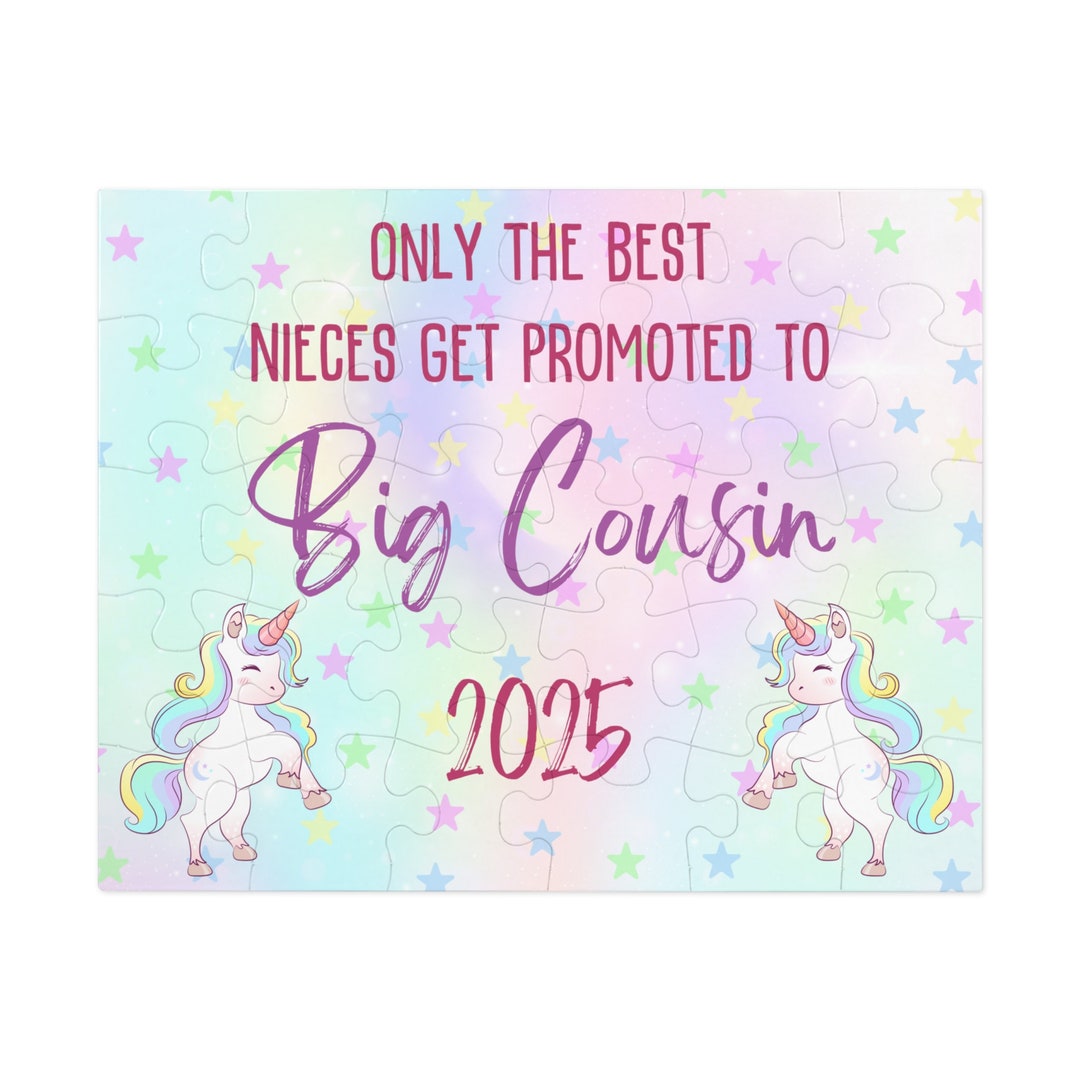 Unicorn Cousin Puzzle, Custom Best Niece Promote to Cousin, Personalized Big Cousin Puzzle ...
