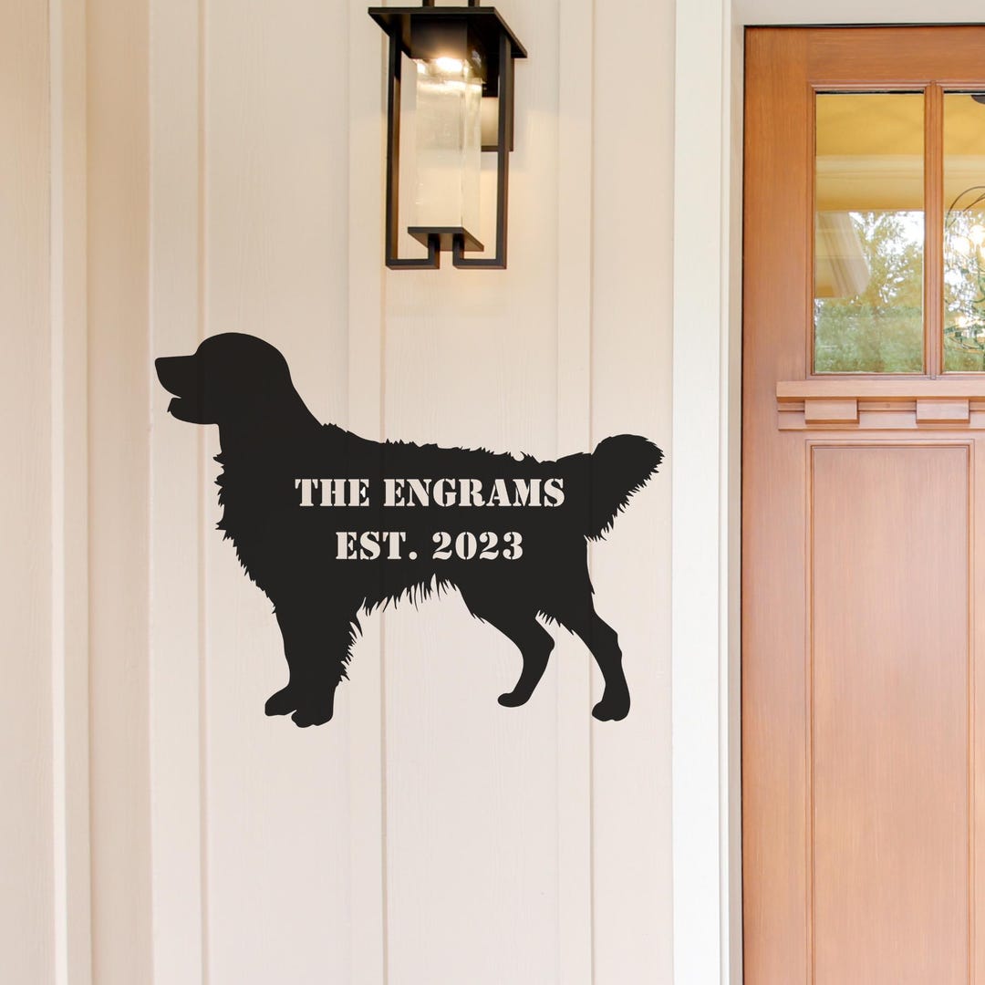 Custom Last Name Dog Sign, Door Golden Retriever Sign, Custom Golden ...