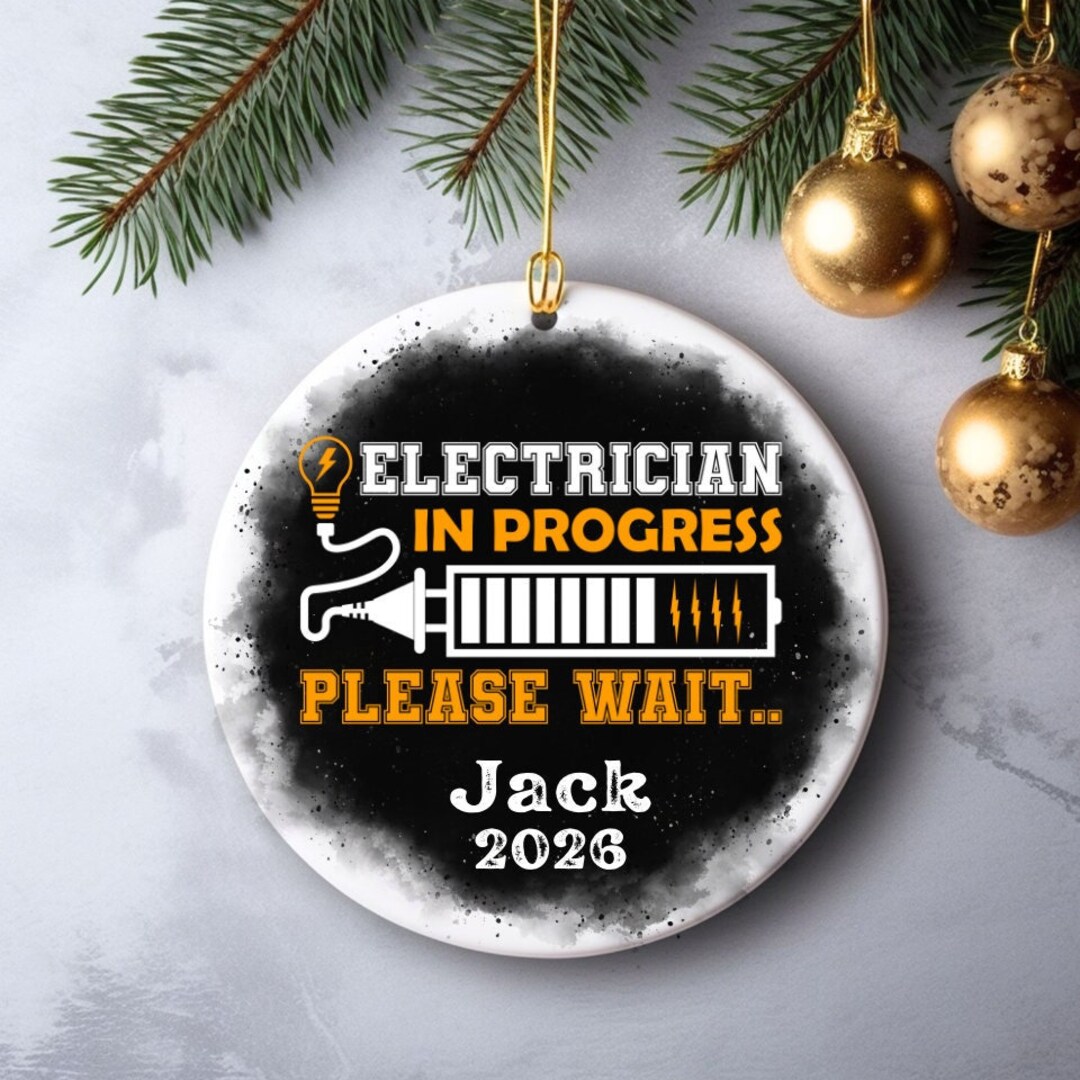 Electrician in Progress Ornament, Custom Electricity Name Company Gift ...