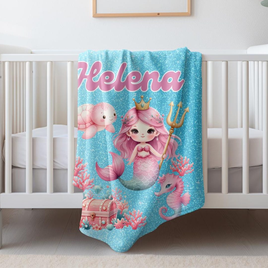 Personalized Mermaid Blanket, Mermaid Name Child Velveteen ...