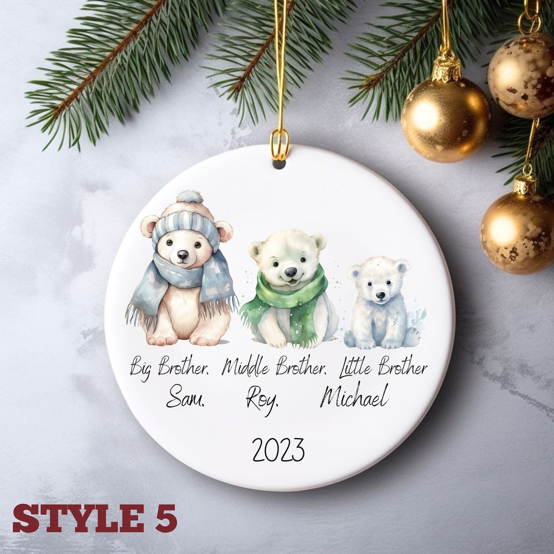 Big Middle Little Brother Ornament, Personalized Sibling Ornament, Big ...