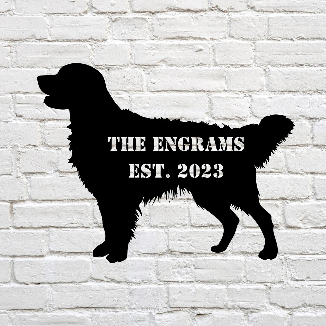 Personalized Golden Retriever Metal Sign, Custom Last Name Dog Sign ...