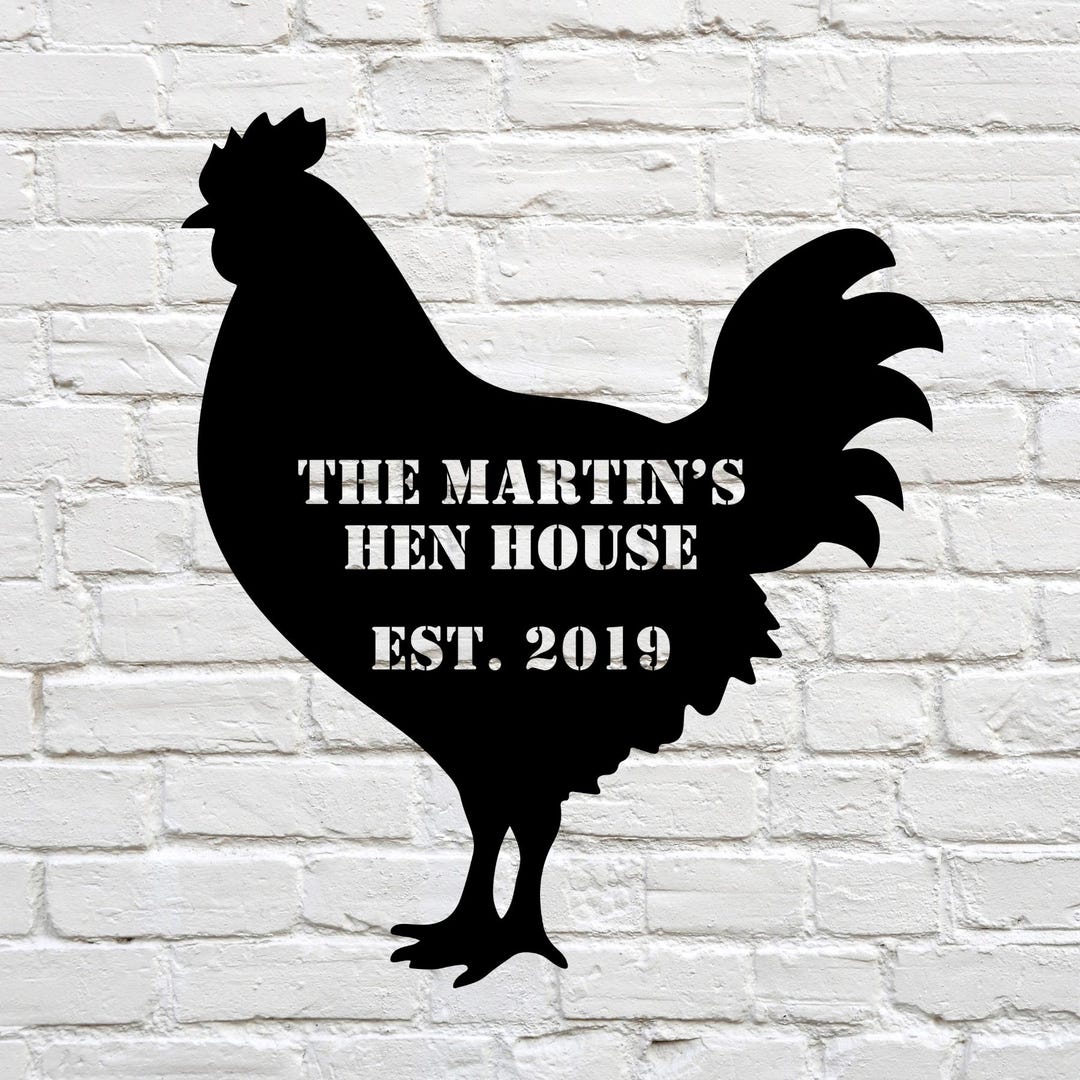 Rooster Metal Established Sign, Farm Animal House Sign, Chick Metal ...