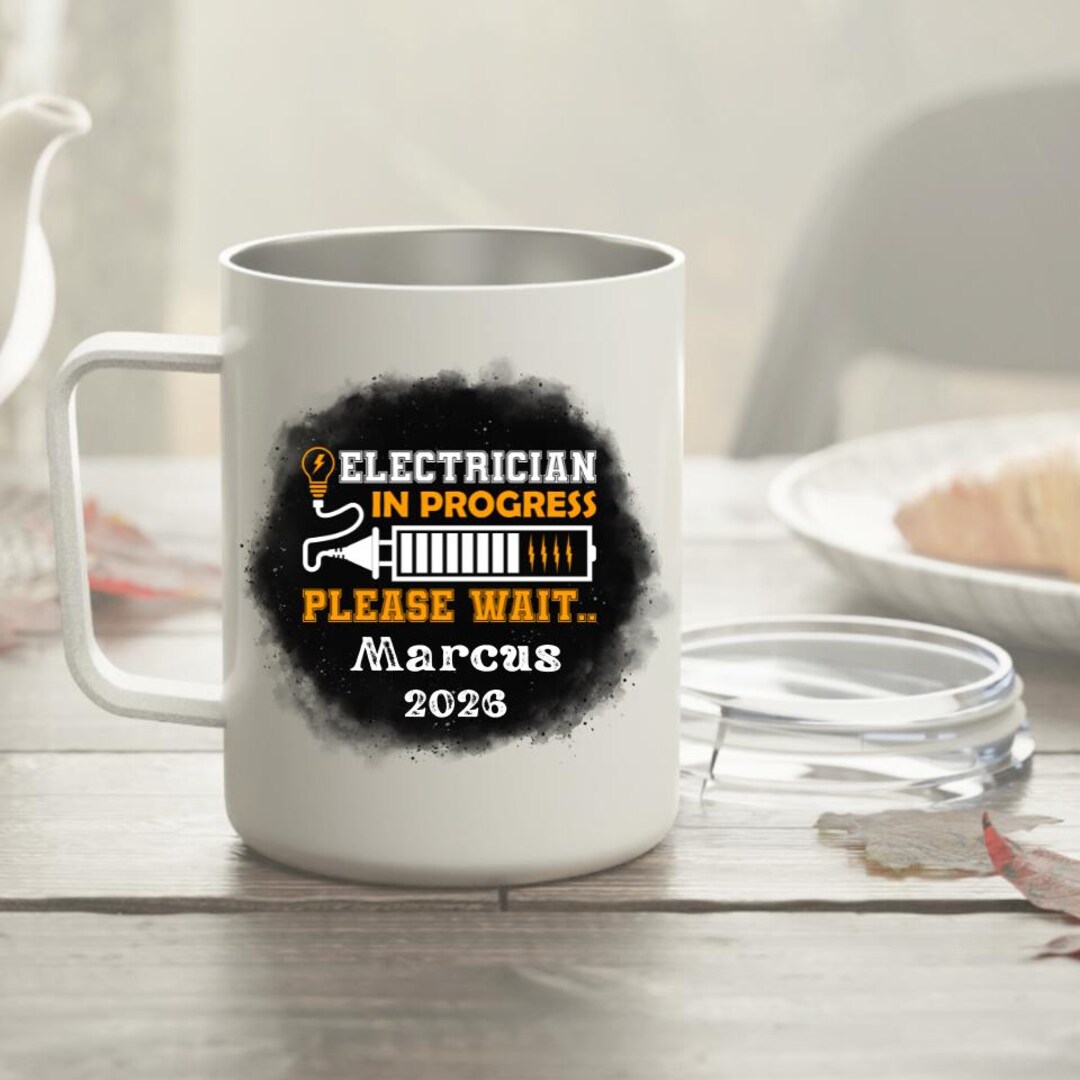 Electrician in Progress Mug, Custom Electricity Name Cup Company Gift ...