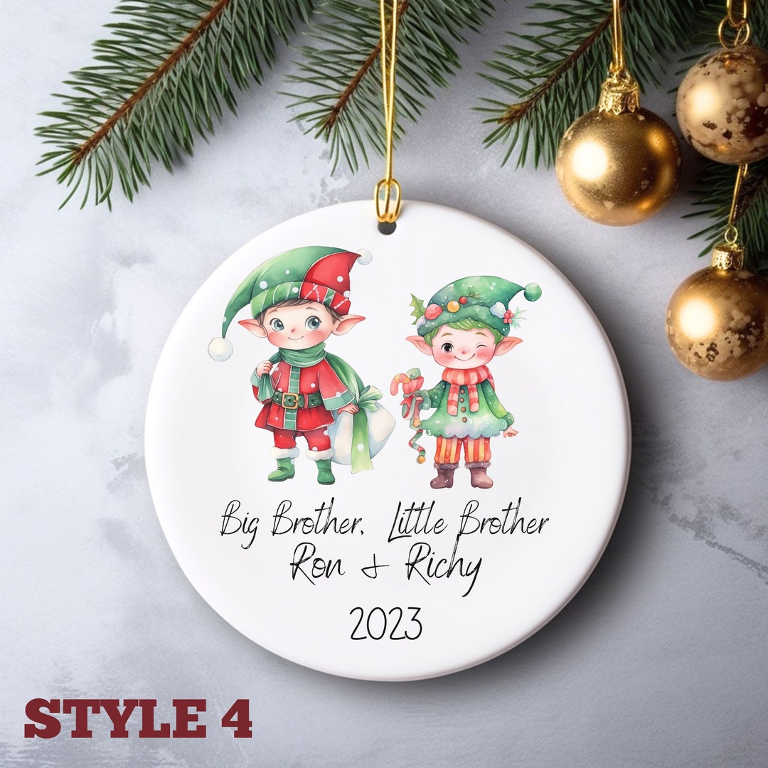 Elf Sibling Ornament, Elf Brother Ornament, Big Middle Little Brother ...