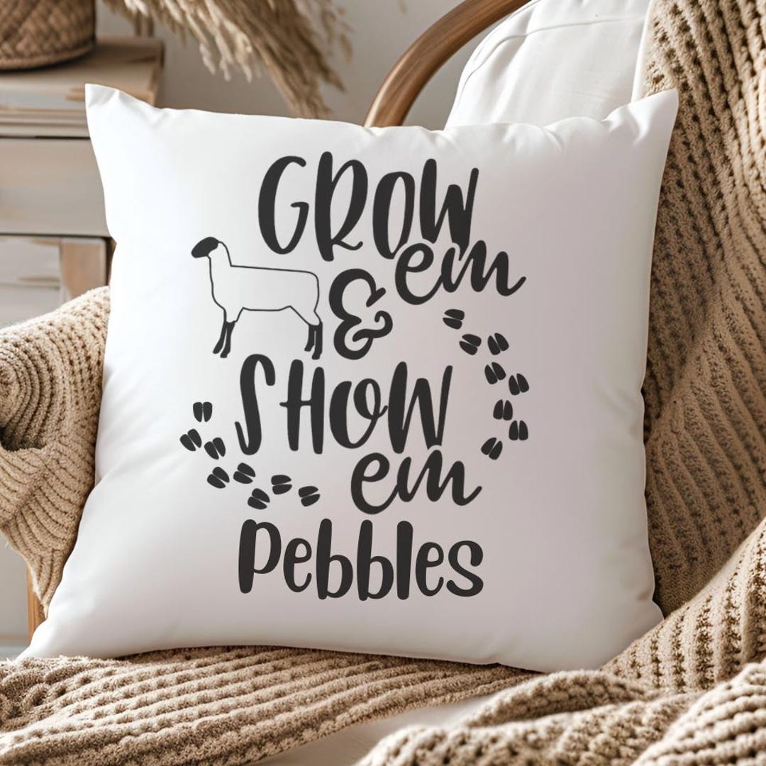 Personalized Show Em Grow Em Lamb Pillow, Farmhouse Sheep Throw Pillow ...