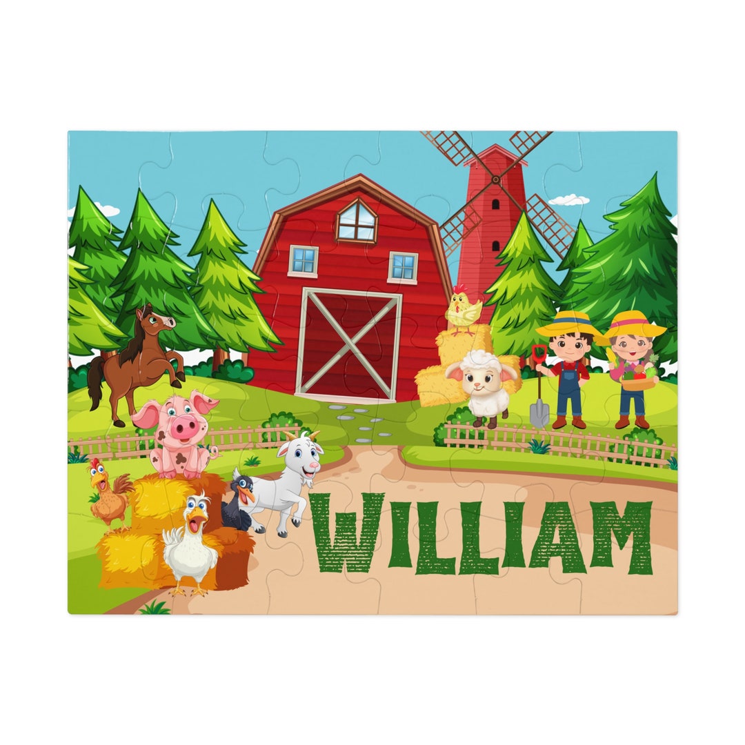 Farm Animal Child Name Puzzle, Personalized Boy Farmer Jigsaw Game ...