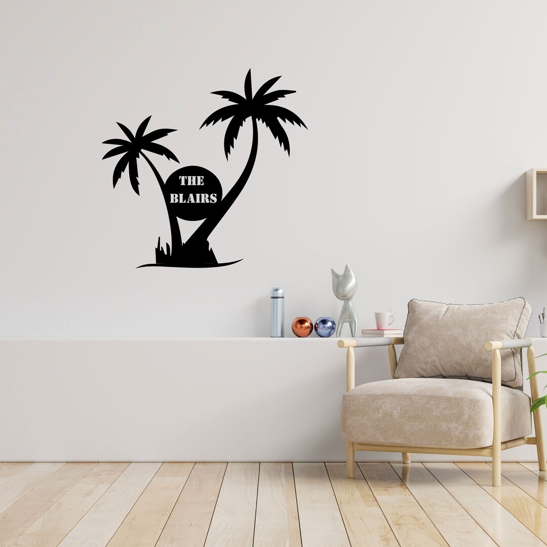 Custom Palm Tree Metal Sign, Beach Custom Name Steel Sign, Custom Metal ...