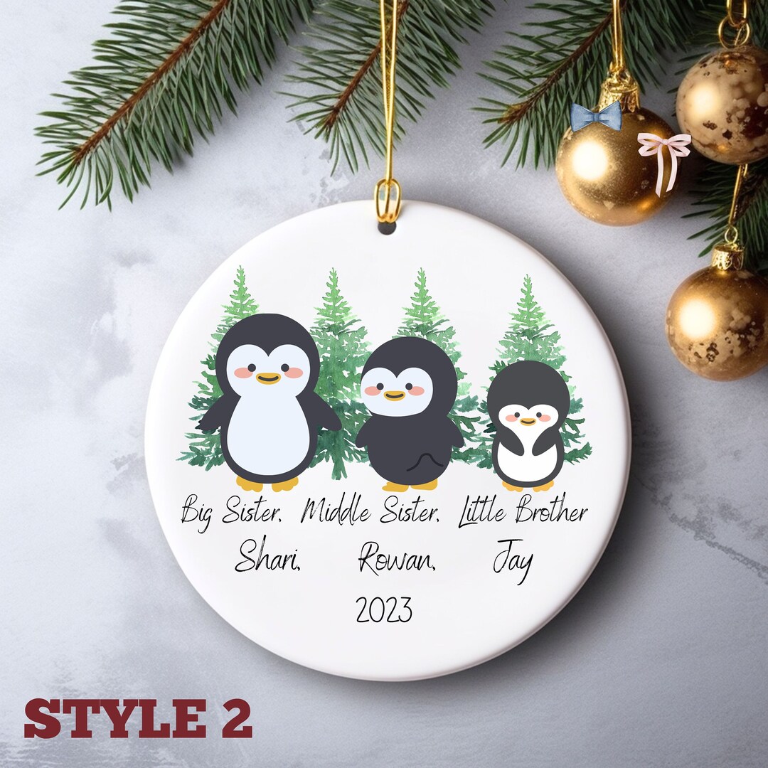 Sister Penguin Ornament, Brother Penguin Ornament, Family Penguin ...