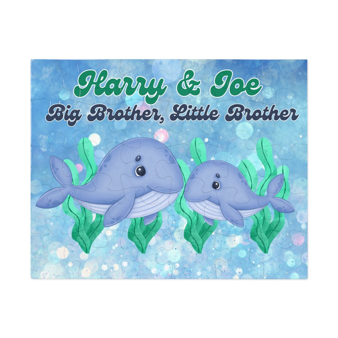 Big & Little Brother Name Puzzle Whale Ocean Child Personalize Jigsaw ...