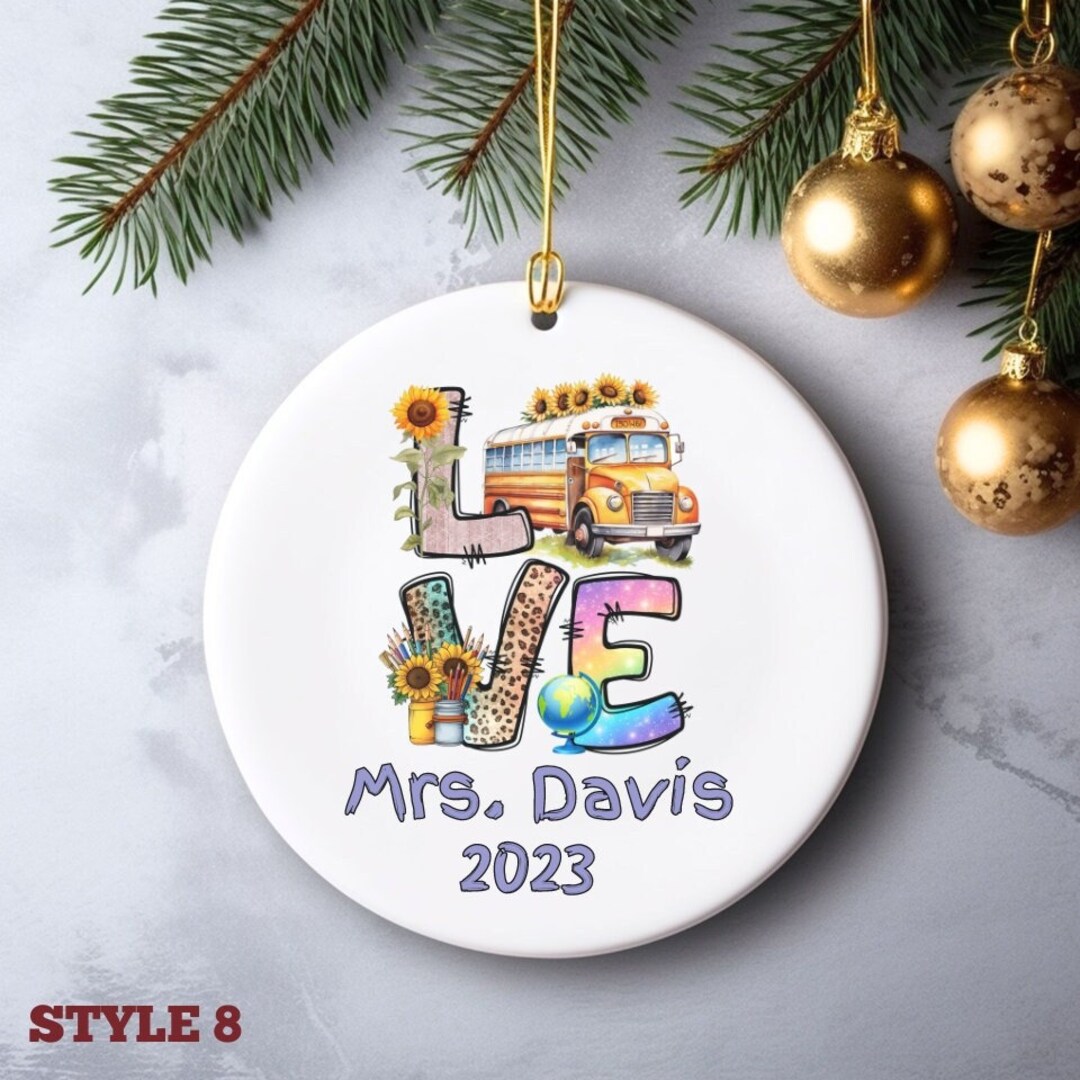 School Bus Monitor Ornament, Personalized Bus Driver Ornament, Bus ...