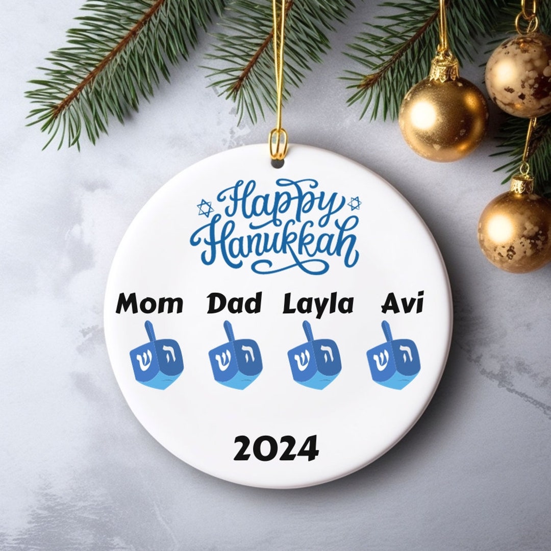 Personalized Family Hanukkah Ornament, Dreidel Ornament, Custom Family ...