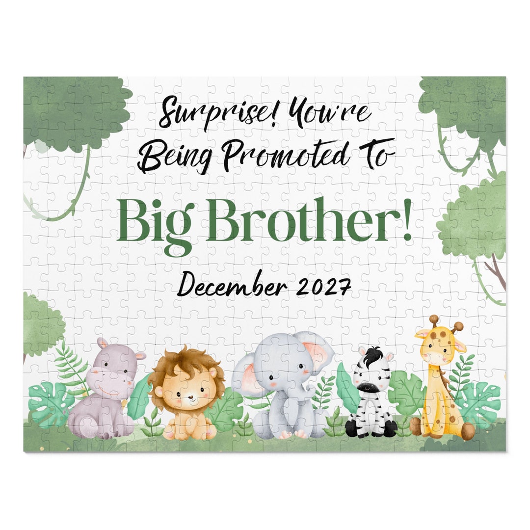 Personalized Safari Big Brother Puzzle, Surprise You're Going to Be A ...