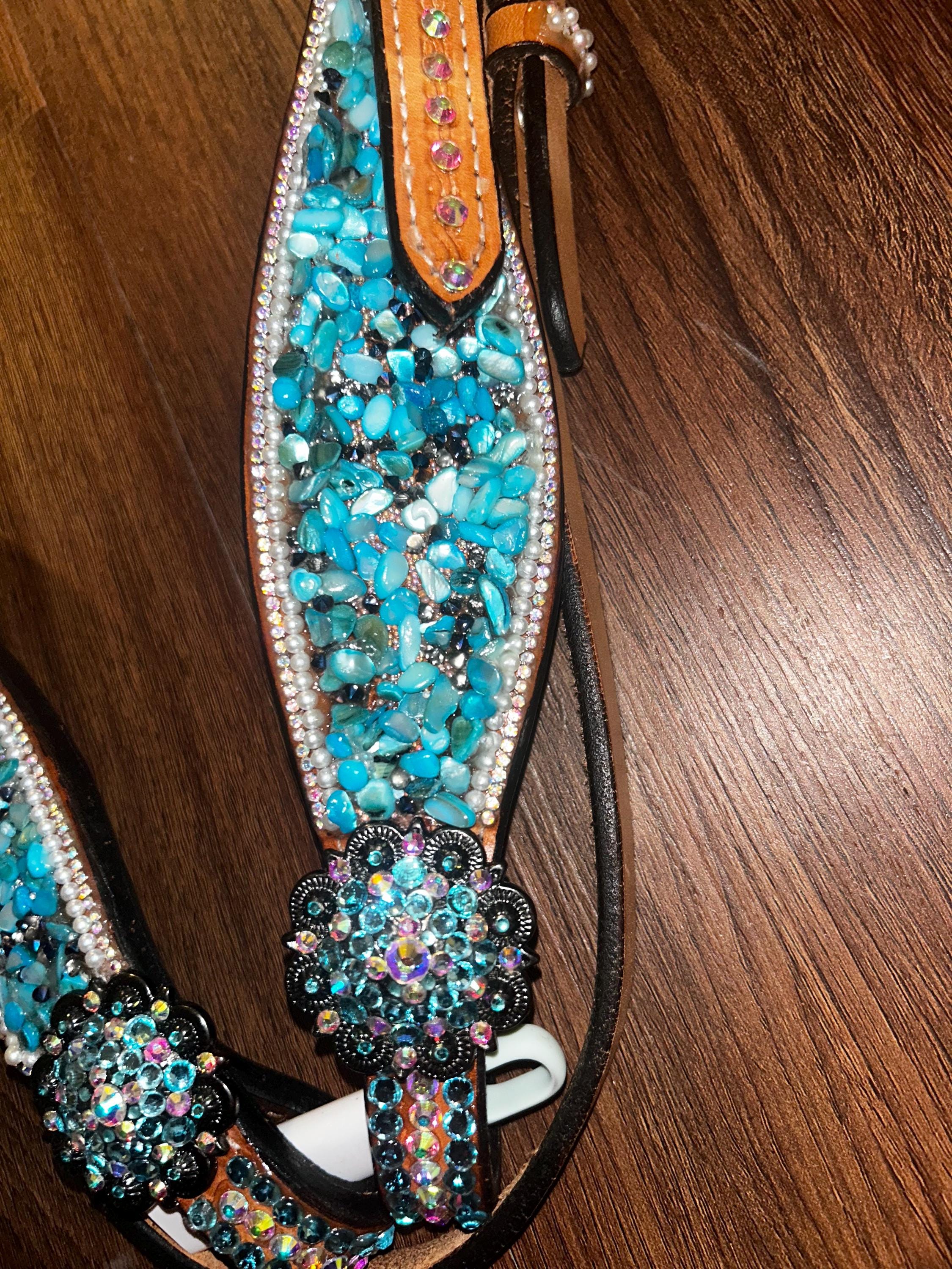 Turquoise and Pearl Bling Headstall - Etsy