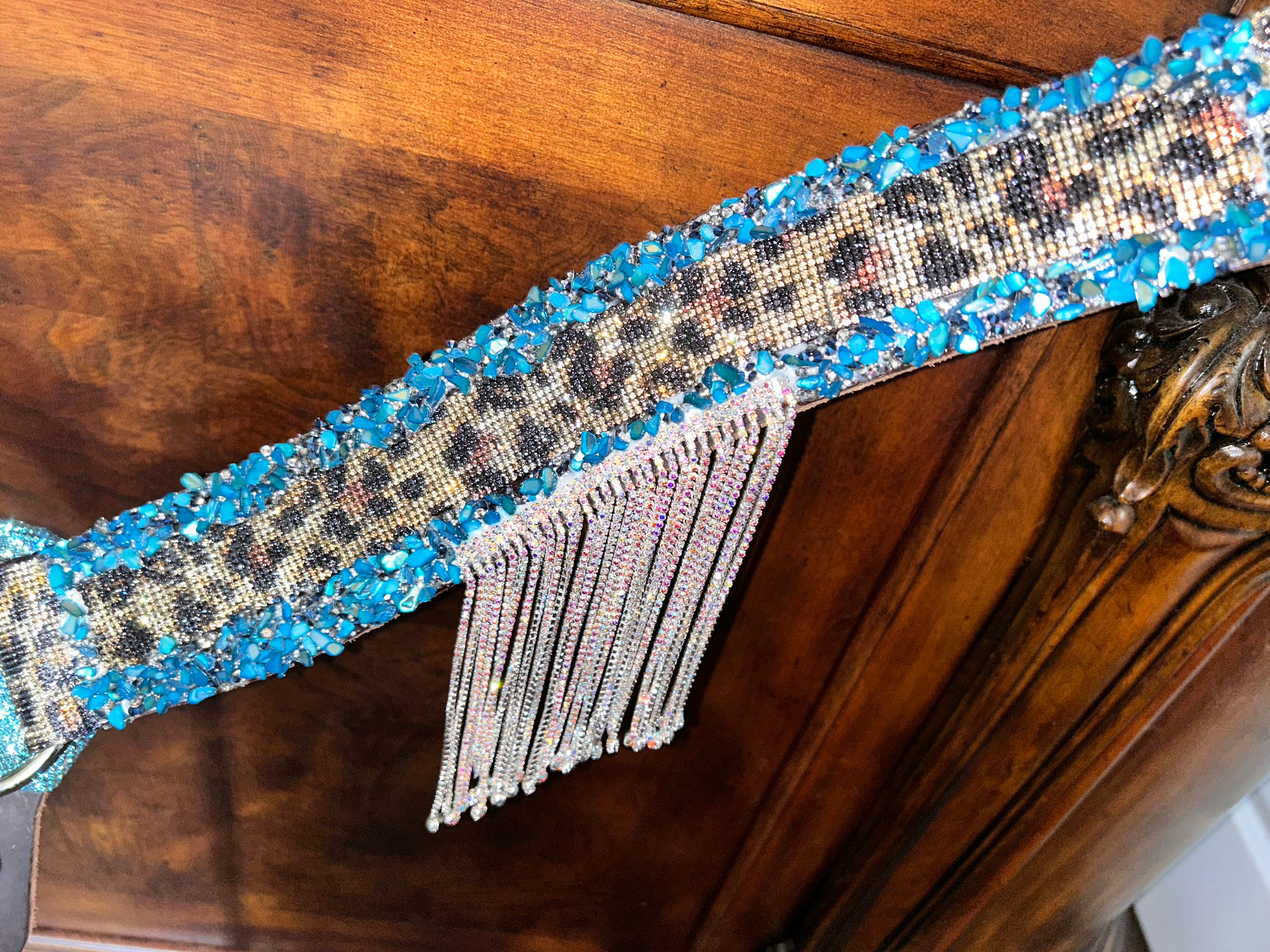 Turquoise and Leopard Bling Breast Collar - Etsy