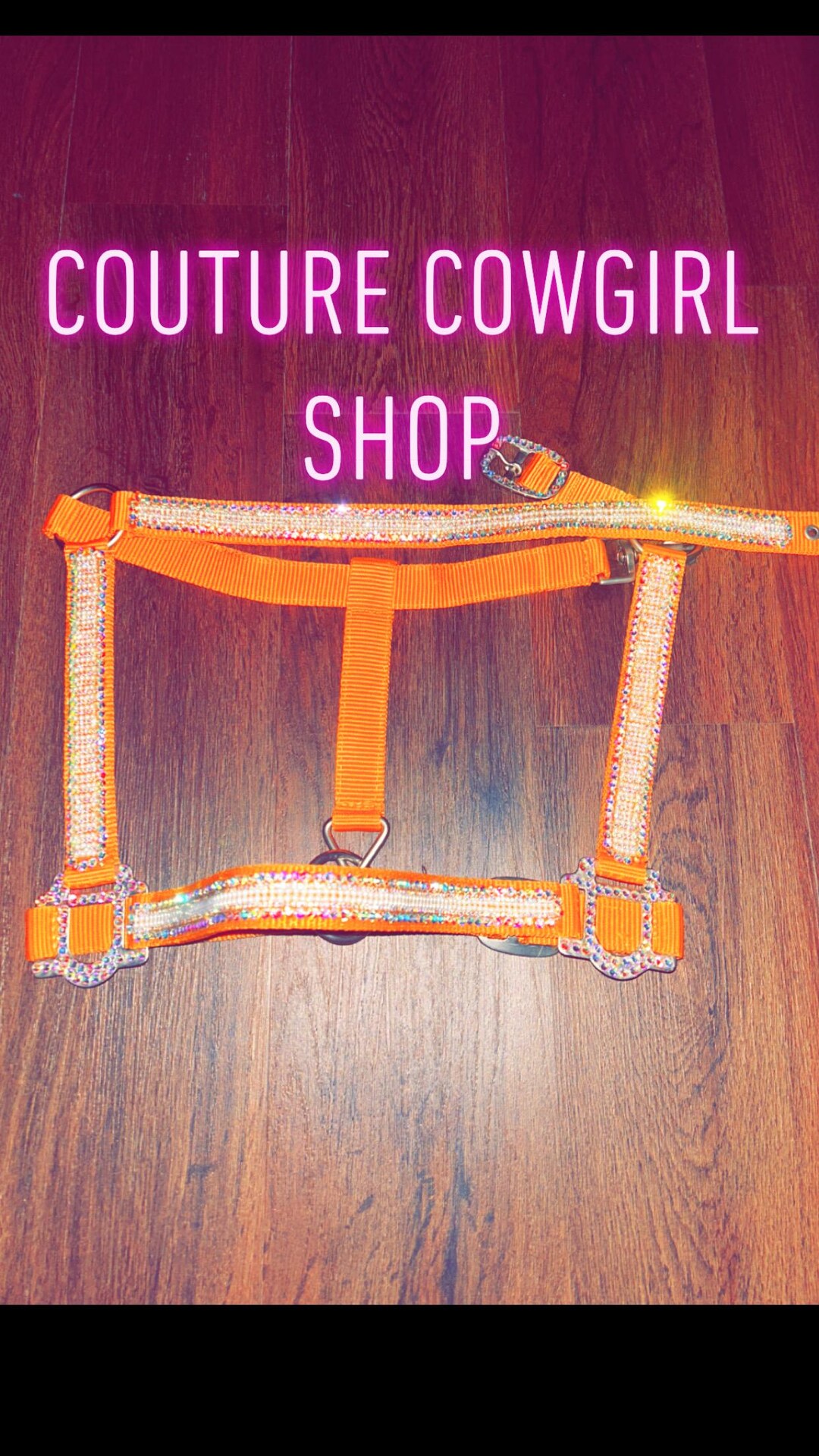 Boujee Bling Horse Halter! Orange Halter With Pearls and AB Iridescent ...