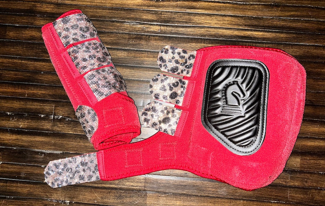 Bling Leopard, Bright Red Front Splint Boots - Etsy