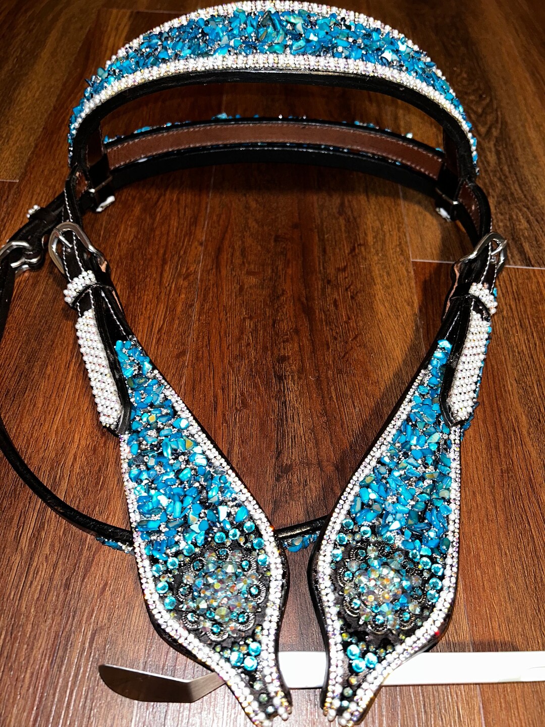 Turquoise and Pearl Bling Headstall - Etsy