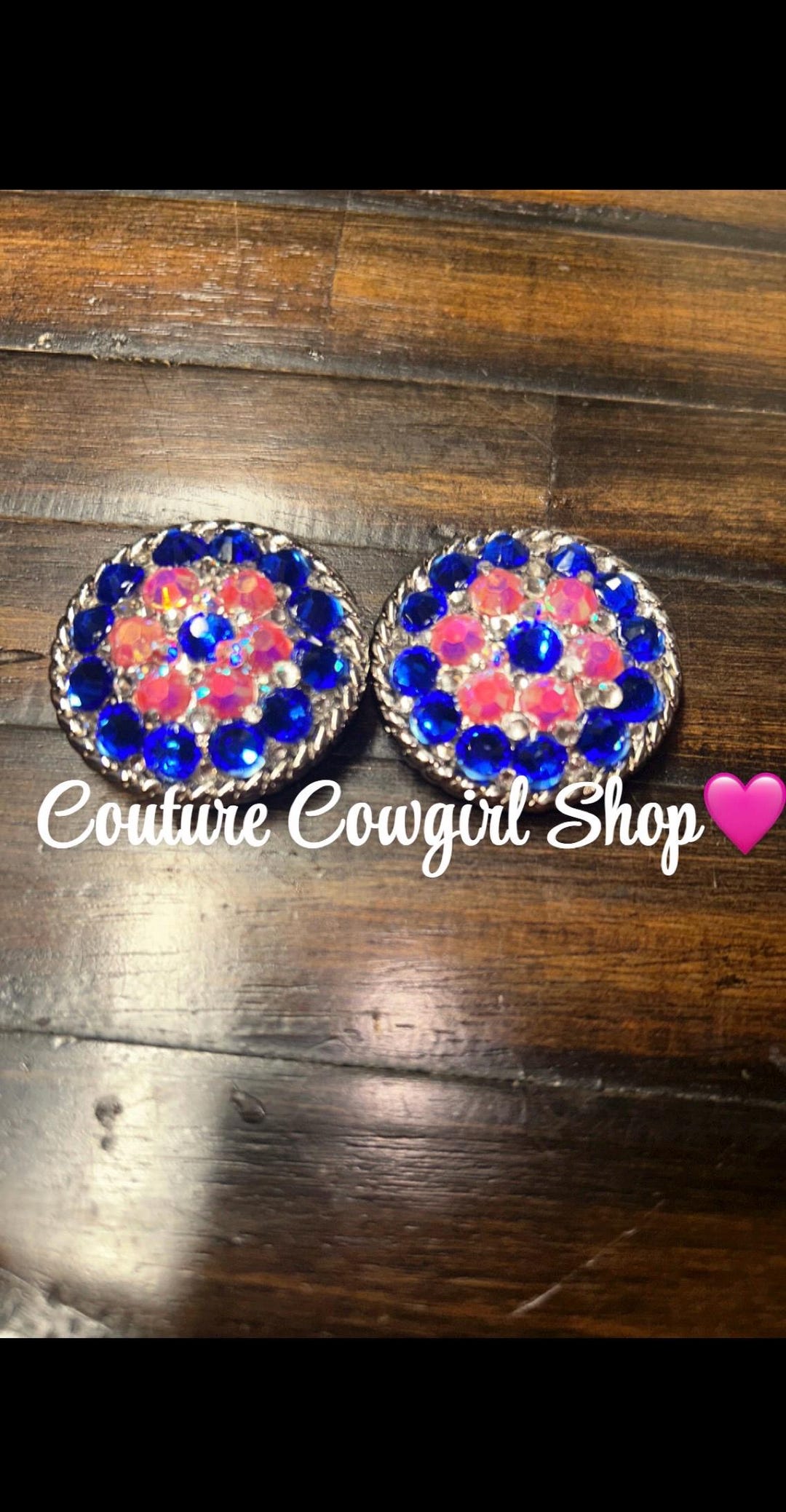 2 Royal Blue and Pink Bling Conchos! 1.5 Inches. - Etsy