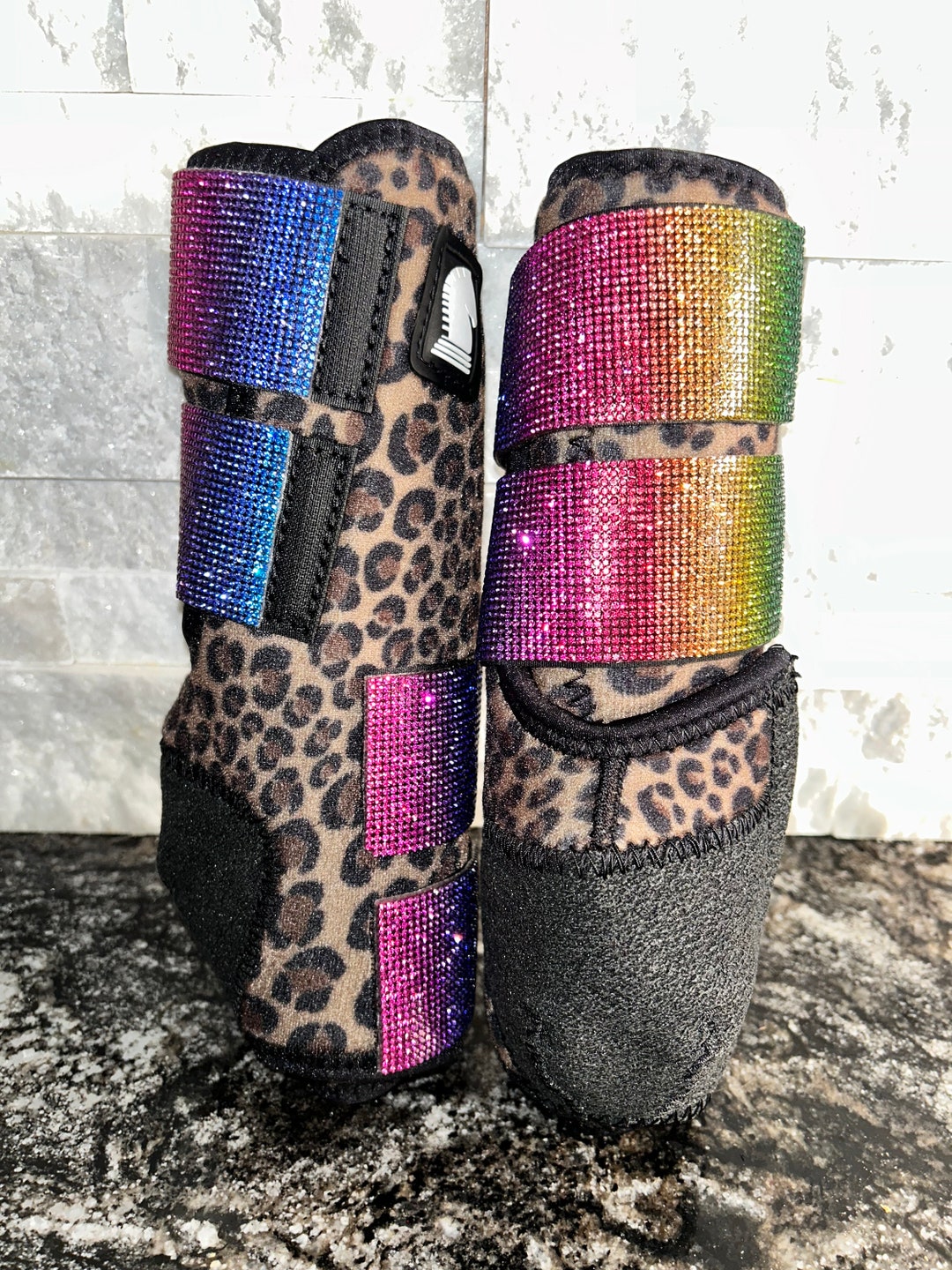 Rainbow Bling Leopard Print Front Splint Boots - Etsy
