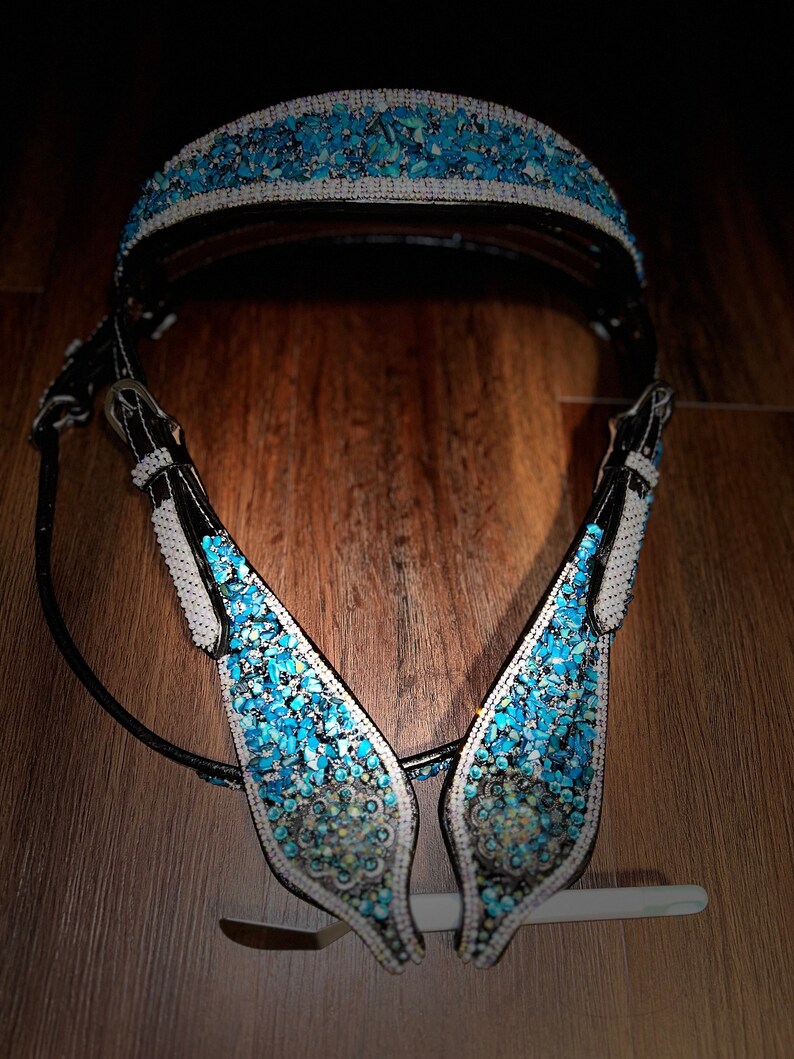 Turquoise and Pearl Bling Headstall - Etsy
