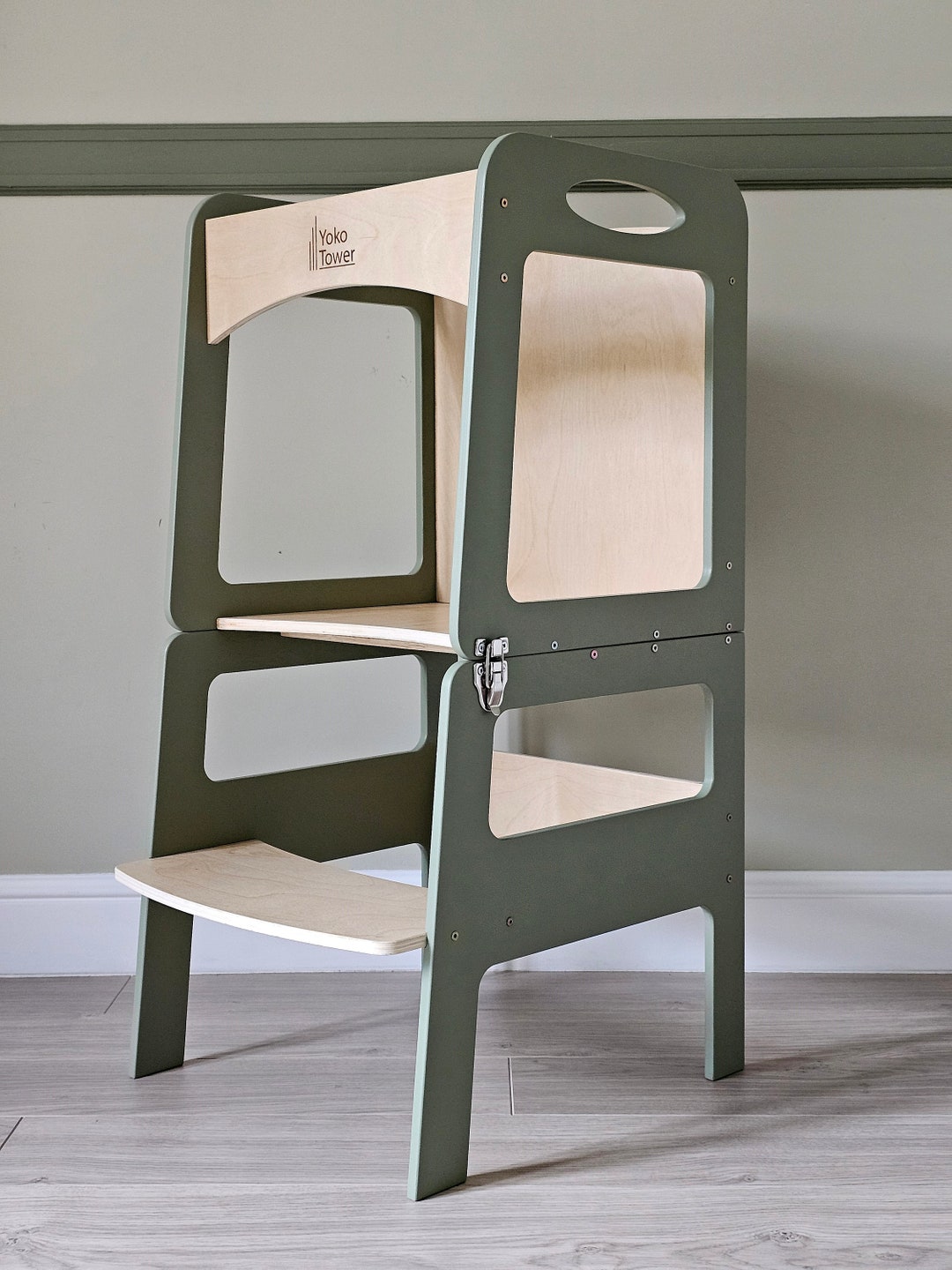 Montessori Helper Tower Table & Chair All-in-one, Tower With Blackboard ...