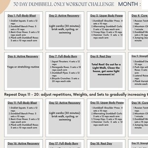 The Ultimate 30 Day Dumbbell Workout | Printable Download - Etsy