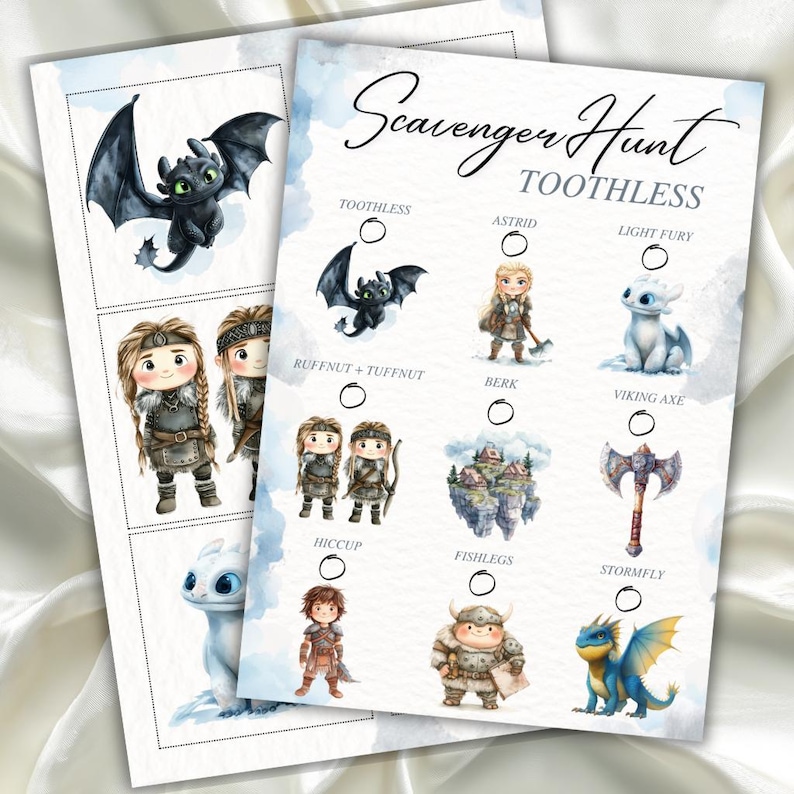 Toothless How to Train Your Dragon Scavenger Hunt Game: Party Activity ...