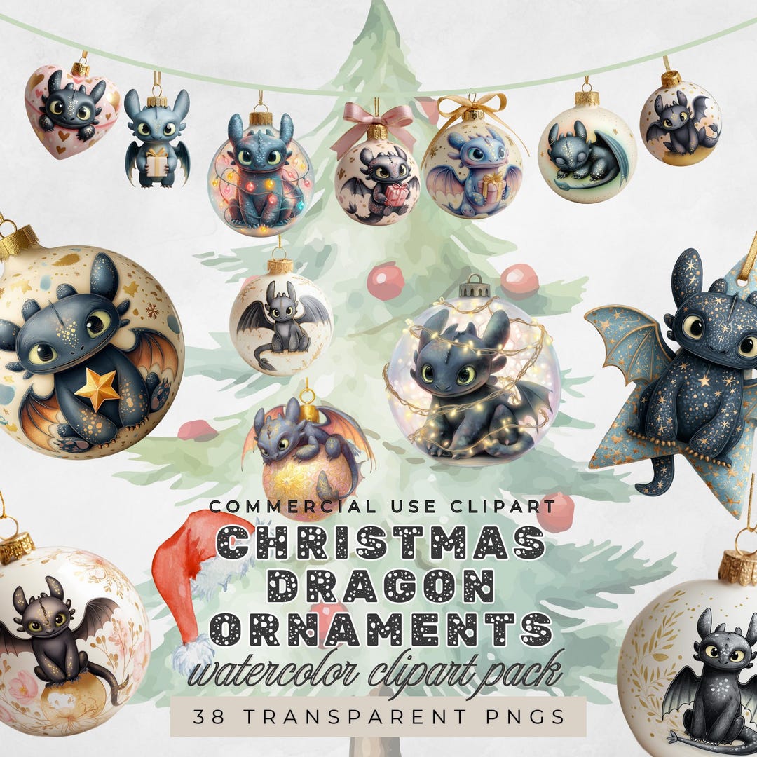 Christmas Toothless Ornaments How to Train Your Dragon Watercolor ...