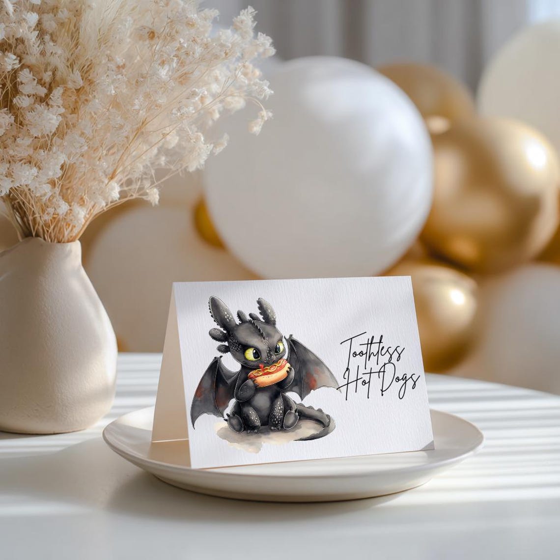 Toothless Party Food Tent Cards – How to Train Your Dragon (editable ...