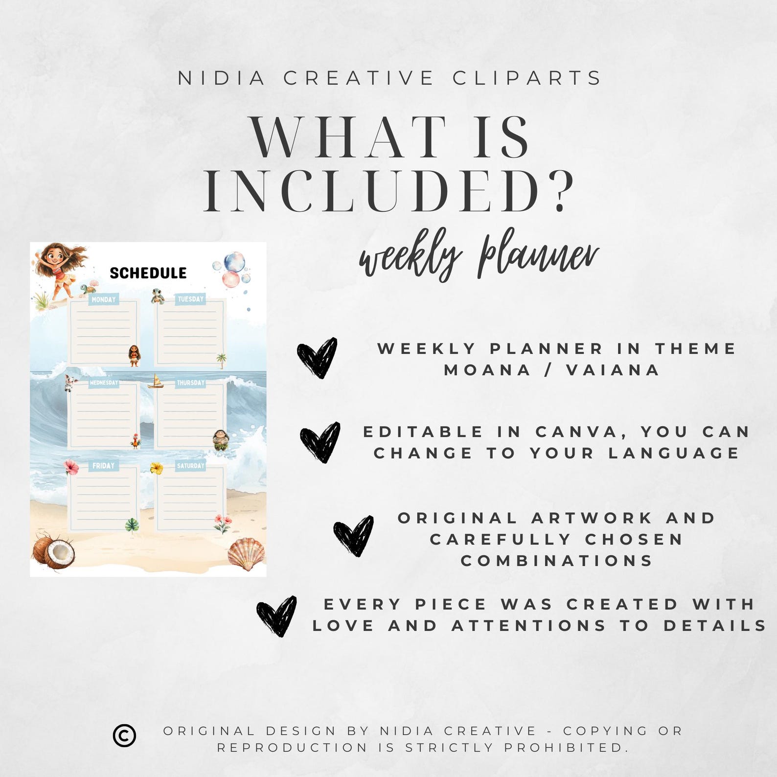 Moana Weekly Planner: Editable Kids Schedule Canva Template (digital ...