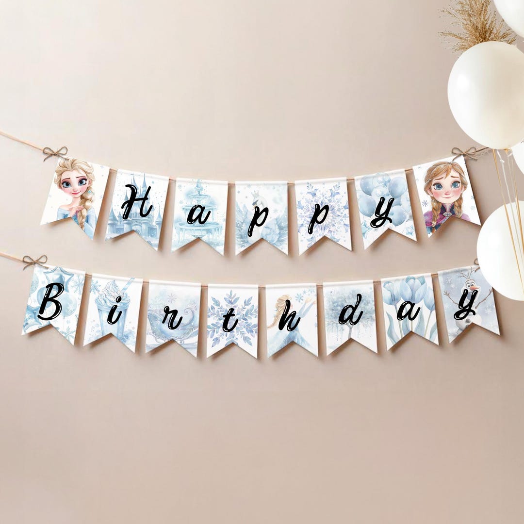 Frozen Elsa Birthday Banner: Ice Princess Party Decor (digital Download ...