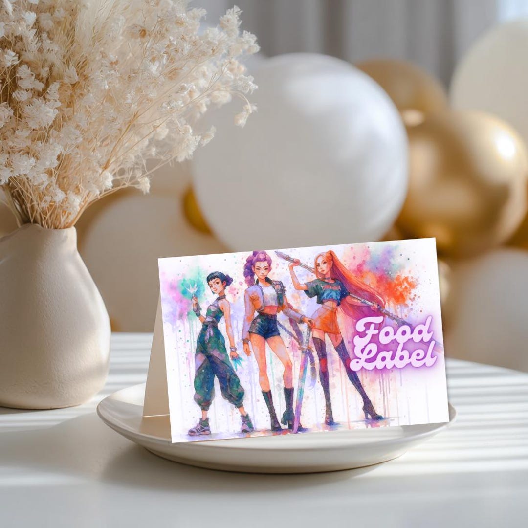 Editable K-pop Demon Hunters Food Labels Anime Party Food Tents ...