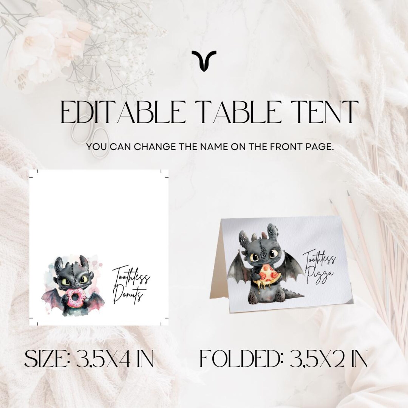 Toothless Party Food Tent Cards – How to Train Your Dragon (editable ...