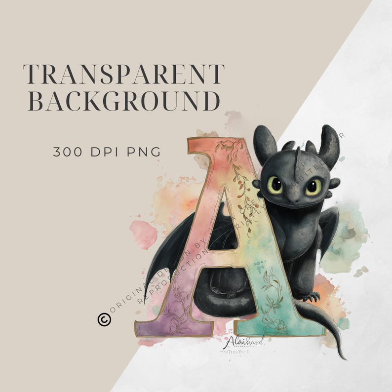 How to Train Your Dragon Clipart Letter A, Watercolor Toothless ...
