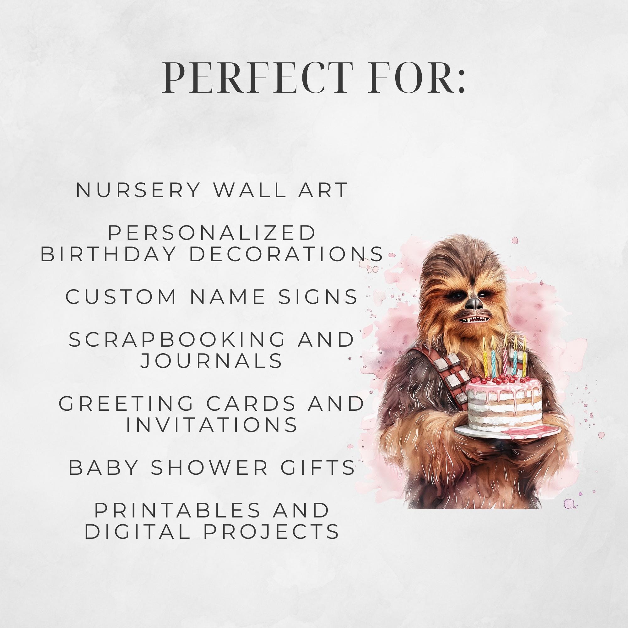 Watercolor Star Wars Clipart Bundle: Chewbacca Birthday Party ...