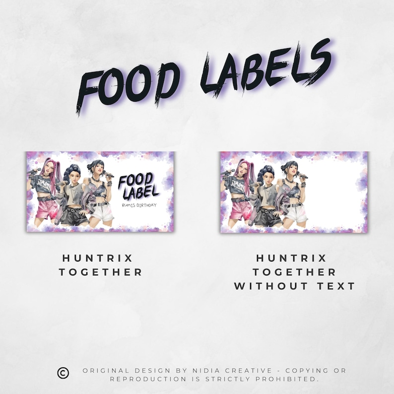 Huntrix Party Food Tent Cards – Demon Hunters (editable Canva Template ...