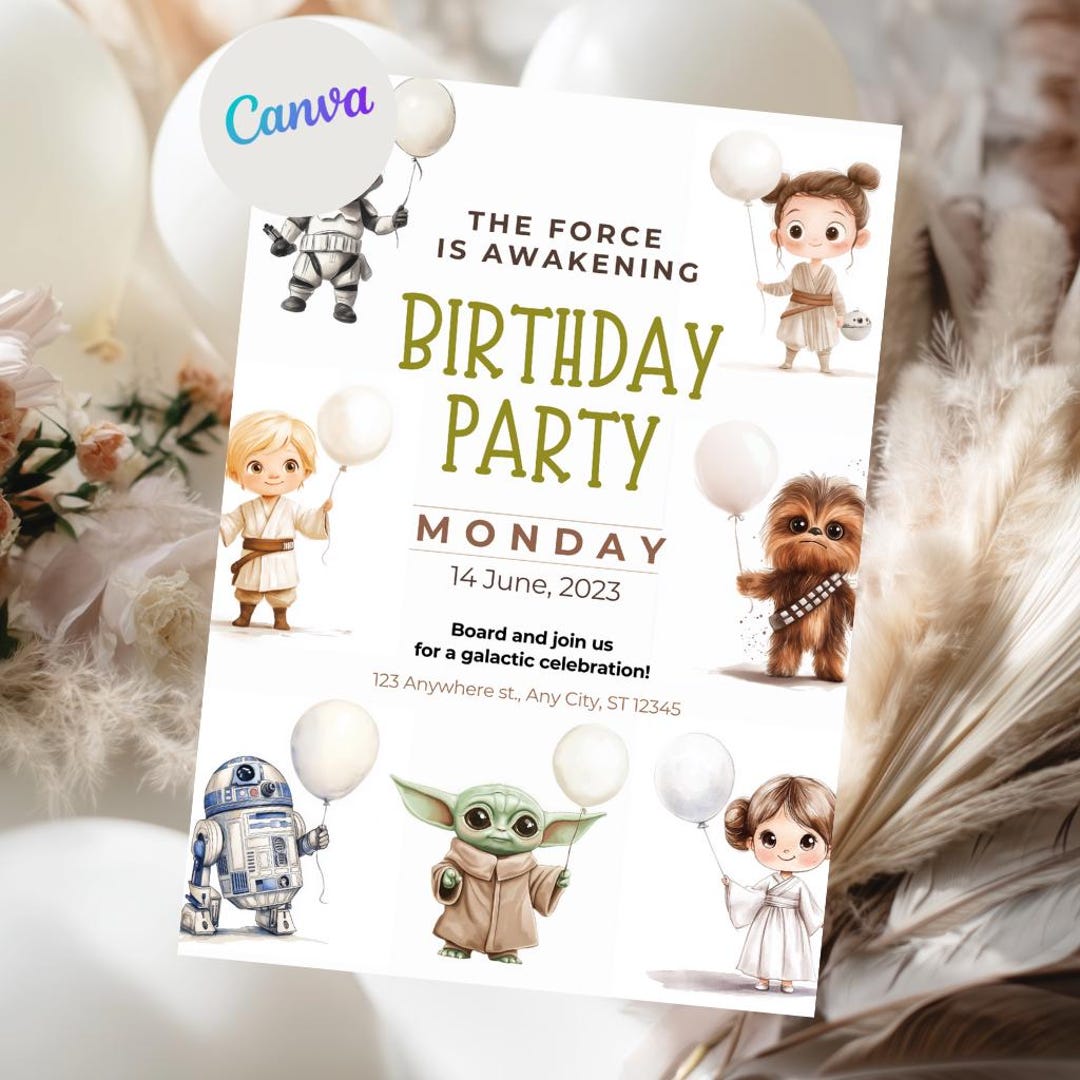 Invitación editable para fiesta de cumpleaños infantil de Star Wars ...