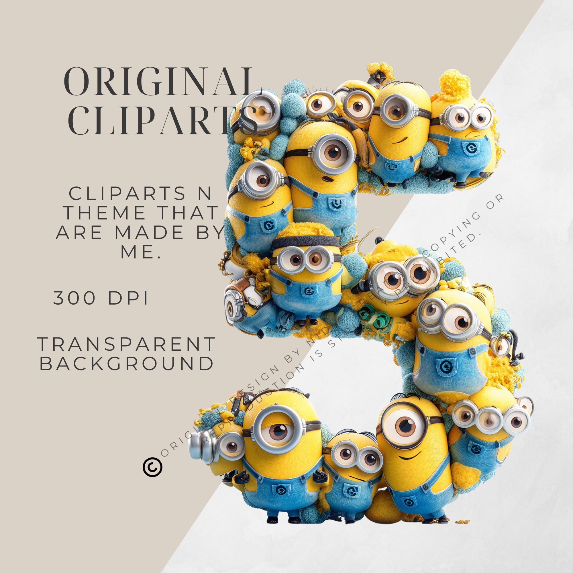 Minions Numbers Clipart: Watercolor Numbers, Party Decorations (digital ...