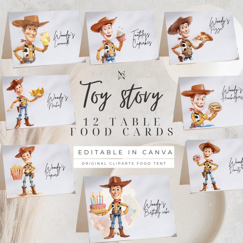 Toy Story Food Tent Cards: Editable Cowboy Party Labels (canva Template ...