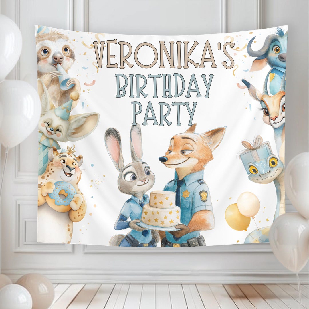 Zootopia 2 Birthday Backdrop: Party Decor (digital Download, 41x35 ...
